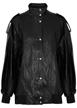 Khaite Farris Leather Bomber Jacket
