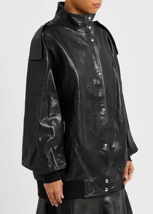 Khaite Farris Leather Bomber Jacket