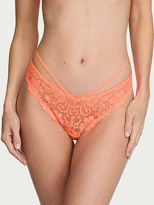 Victoria's Secret Tease Mesh & Lace String Thong Panty - Orange