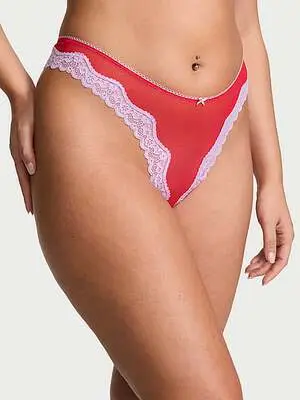 Victoria's Secret Tease Sheer Dot High-leg Thong Panty - Red
