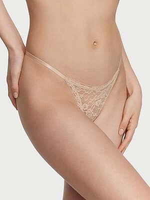 Victoria's Secret The Lacie Lace String Thong Panty - Beige