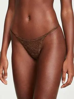 Victoria's Secret The Lacie Lace String Thong Panty Brown