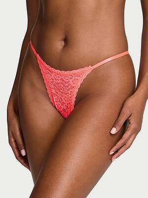 Victoria's Secret The Lacie Lace String Thong Panty - Orange