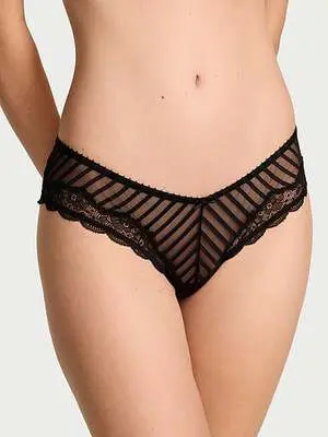 Victoria's Secret Tease Sheer Stripe High-leg Cheeky Panty Black