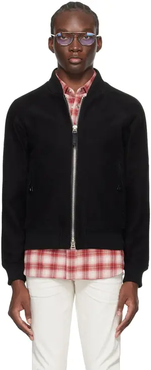 TOM FORD TOM FORD Stand Collar Bomber Jacket - Black