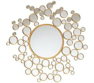 BAXTON STUDIO Castiel Goldleaf Metal Bubble Accent Wall Mirror - One-color