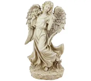 NORTHLIGHT Angel With Bird And Bouquet Statue - One-color