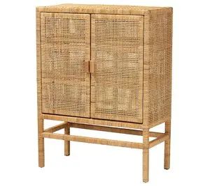 BAXTON STUDIO Vivan Rattan And Wood Storage Cab Inet - One-color