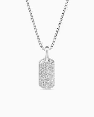 David Yurman Chevron Tag In Sterling Silver With Black Diamonds - Diamond