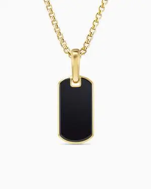 David Yurman 18k Yellow Gold Chevron Tag - Black Onyx