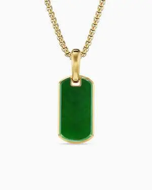 David Yurman 18k Yellow Gold Chevron Tag - Nephrite Jade