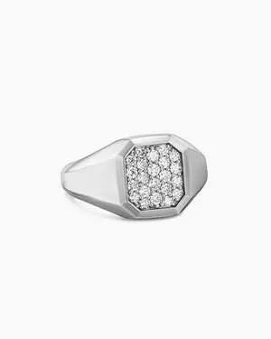 David Yurman Streamline Signet Ring In Sterling Silver With Diamonds - Diamond