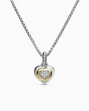 David Yurman David Yurman Petite Cable Heart Pendant Necklace With Diamonds Diamond