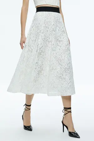 Alice + Olivia Earla Lace Midi Skirt