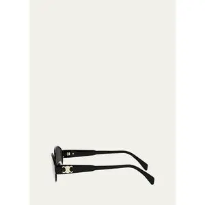 Celine Triomphe Metal Oval Sunglasses - Black