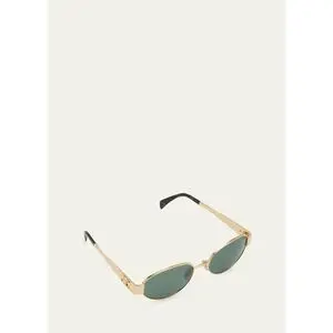 Celine Triomphe Metal Oval Sunglasses - Black