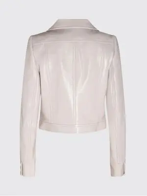 COURREGES Slim Fit Cropped Coated Cotton Jacket With Logo - Grey