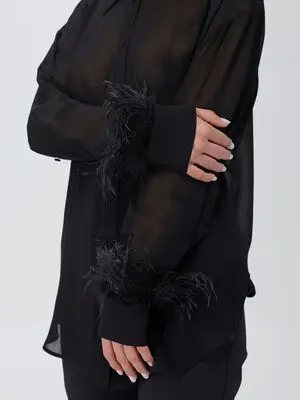 Pinko Feather-cuffed Shirt - Black