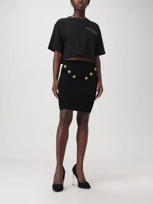 Balmain Button Embellished Knit Skirt - Black