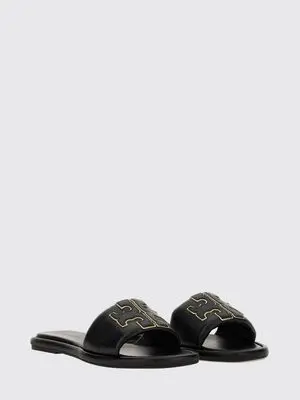 Tory Burch Double T Sport Slides - Black
