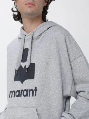 Isabel Marant Étoile Relaxed Fit Hoodie In Cotton With Contrast Logo - Grey