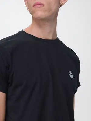 Isabel Marant Étoile Slim Fit Cotton Crew-neck T-shirt With Contrast Logo - Black