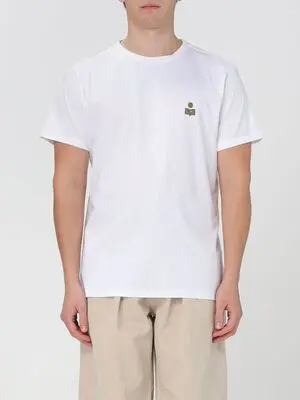 Isabel Marant Étoile Slim Fit Cotton Crew-neck T-shirt With Contrast Logo Brown