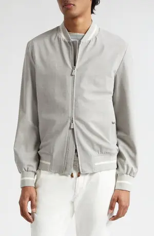 Eleventy Stretch Wool Bomber Jacket