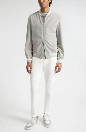 Eleventy Stretch Wool Bomber Jacket