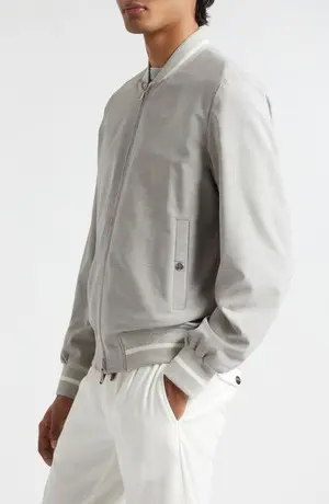 Eleventy Stretch Wool Bomber Jacket