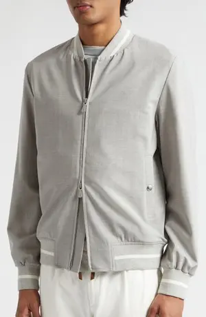 Eleventy Stretch Wool Bomber Jacket