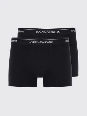 Dolce & Gabbana Set Of Two Stretch Cotton Trunks With Logo - Black