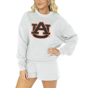 GAMEDAY COUTURE Auburn Tigers Team Effort Pullover Sweatshirt & Shorts Sleep Set - Ash
