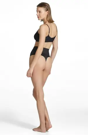 Commando Feather Light Control High Waist Thong - Black