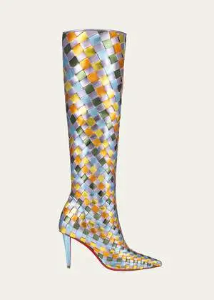 CHRISTIAN LOUBOUTIN Multi Woven Tall Stiletto Boots - Multiiceberg