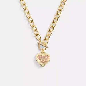 COACH OUTLET Pavé Heart Chain Necklace - Pink