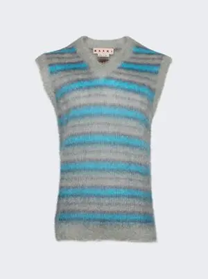 Marni Striped Mohair-blend Vest - Titanium