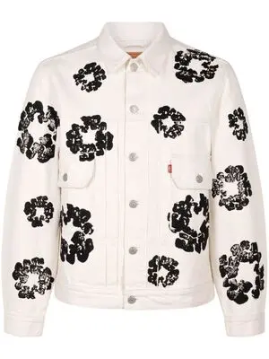 DENIM TEARS X Levi's Wreath-Print Denim Jacket White