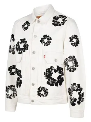 DENIM TEARS X Levi's Wreath-print Denim Jacket - White