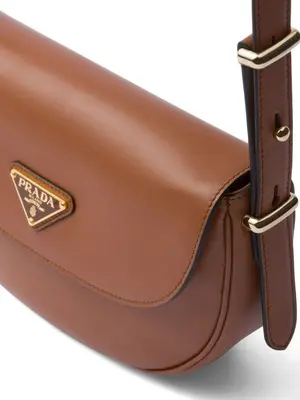 Prada Arqué Leather Shoulder Bag - Brown