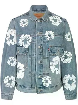 DENIM TEARS X Levi's Wreath-print Denim Jacket - Blue
