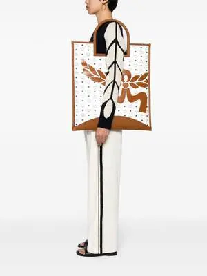 Mcm Mega Laurel Visetos Extra Large Tote Bag - White