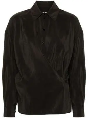 LEMAIRE Straight-collar Twisted Shirt - Brown