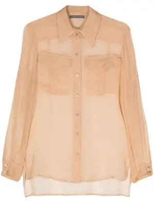 Alberta Ferretti Chiffon Silk Shirt - Neutrals
