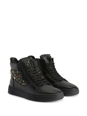 GIUSEPPE ZANOTTI Stud-embellished High-top Sneakers - Black