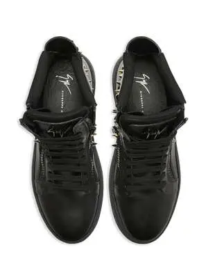 GIUSEPPE ZANOTTI Stud-embellished High-top Sneakers - Black