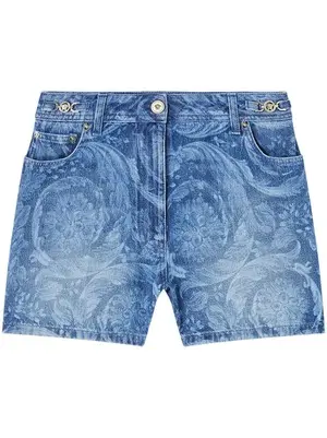 Versace Logo-patch Denim Shorts