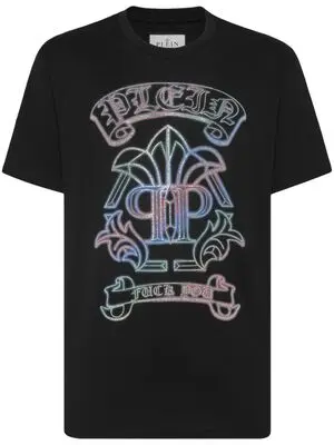 Philipp Plein Gothic Banner Crystal-embellished Cotton T-shirt - Black