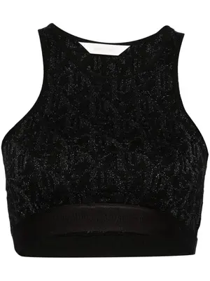 Palm Angels Monogram Jacquard Crop Top - Black