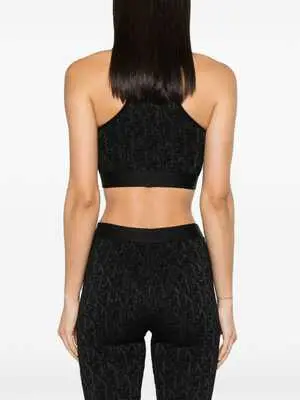 Palm Angels Monogram Jacquard Crop Top - Black